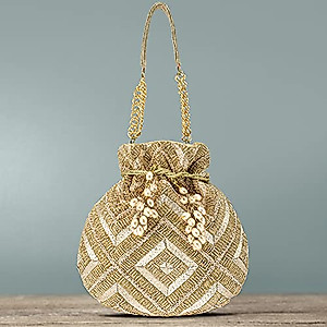 Aheli Indian Potli Bags for Women Evening Bag Clutch Ethnic Bride Purse with Drawstring