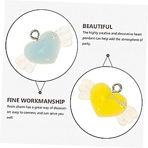 ADOCARN 54 Pcs Heart Pendant Heart Dangle Charms Angel Wings Charm Pendants Love Necklace Earring Charms for Jewelry Making Dijes Para Bisuteria Heart Charms Heart Spacer Suite Resin Gold