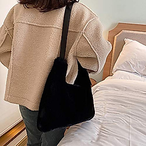 TENDYCOCO Crossbody Bag Faux Fur Shoulder Bag Fuzzy Tote Bag Hobo Bag Fluffy Purse Furry Handbag for Women