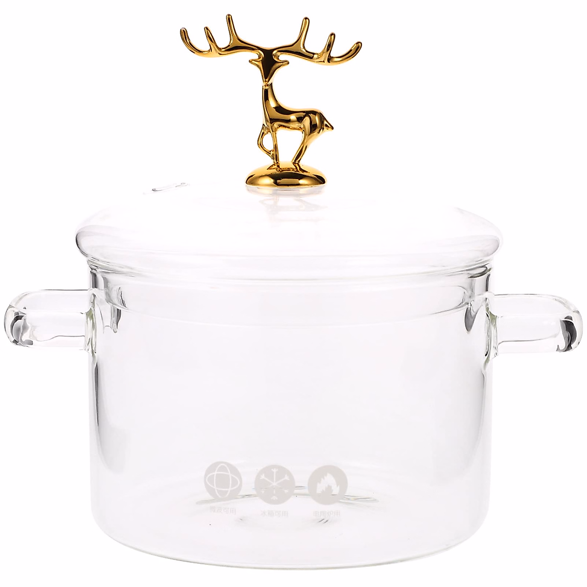 Yardwe Soup Pot Milk Hot Pot High Borosilicate Noodle Pot Christmas Saucepan Cooking Pot Multi-Functional Stewing Pot Home Accessories Pot Stew Pot Baby Glass with Pot Binaural