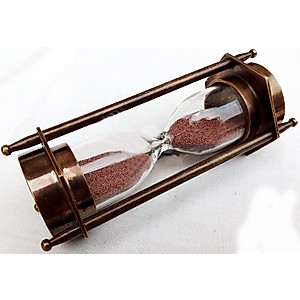AnNafi® Brass Sand Timer 5" Decorative Hourglass with Antique Maritime Brass Compass