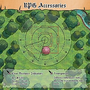 Byhoo Spell AOE Damage Marker DND Area Effect Template - 1" Grid or Hex Tabletop Game Mat RPG Gaming Accessories for Dungeons and Dragons 5E Pathfinder and Other TTRPGs