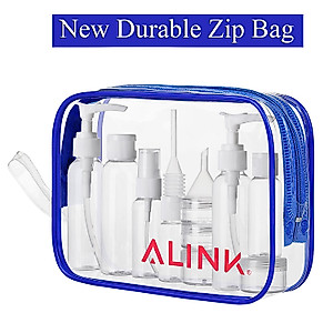 ALINK 16pcs Travel Size Toiletry Bottles Set, Tsa Approved Clear Cosmetic Makeup Liquid Containers with Zipper Bag