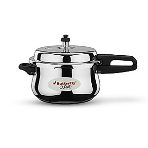Butterfly Stainless Steel 5.5-Liter Curve Pressure Cooker, Large, Silver