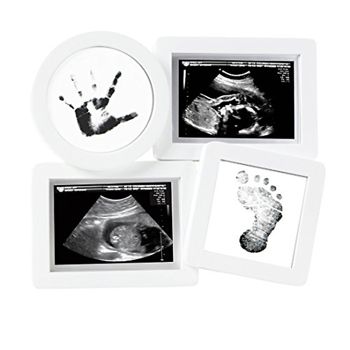 Pearhead Baby Collage Keepsake Babyprint Frame, Gender-Neutral Baby Nursery Decor for New and Expecting Moms, Includes Clean-Touch Ink Pad, White