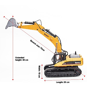 Huina RC Excavator for adults1580 Hobby Remote Control V4 Full Metal RC Excavator Adult huina 580 Construction Vehicle Professional Remote Control Tractor (Default)