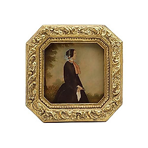 YULINK 3x3 Small Vintage Picture Frame, Mini Antique Ornate Gold Photo Frame, Tiny Retro Octagon frame, for Tabletop and Wall Display, Old Fashioned Photo Gallery Art Decor