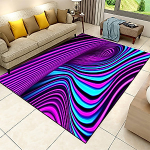 YJDRUG Abstract Striped Area Rug,3x5ft, Optical Illusion Decorative Indoor Rug, Modern Abstract Rug for Bedroom, Living Room Hallway Entrance Non-Slip Washable Rug