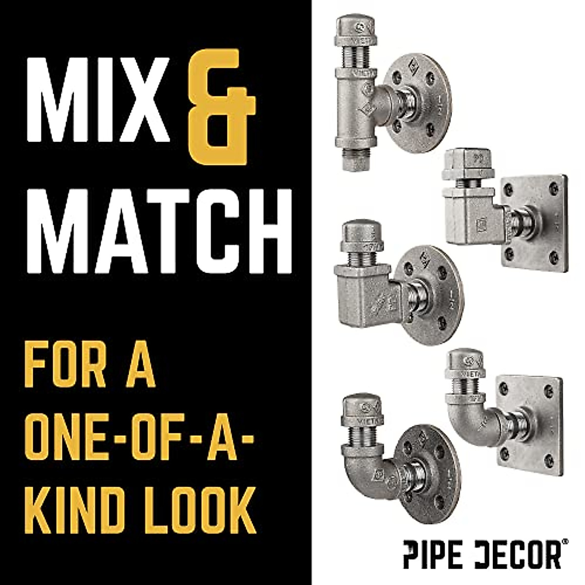 PIPE DECOR DIY Tee-Shaped Wall Hook Kit (2 Pack), Heavy Duty Industrial Coat Hooks, Wall Hooks for Kitchen or Hallway