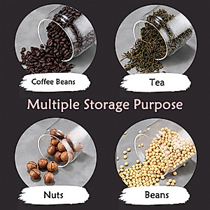 LOEZ Coffee Bean Storage Container Airtight, Lid Sealed with Press-Down Vacuum, Borosilicate Glass Coffee Canister, Food Storage, Coffee Bar for Ground Coffee, Tea, Beans, Spices (Extra Large - Clear)