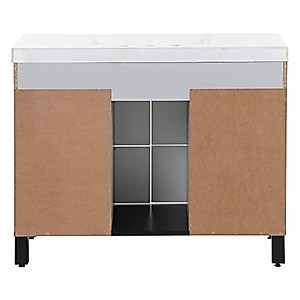 Spring Mill Cabinets D42V40259 Mayim Freestanding Bathroom Vanity with 4 Drawers and White Sink Top, Pearl Grey