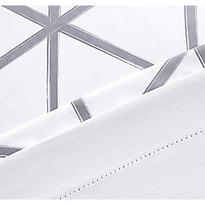 DriftAway Raymond Geometric Triangle Trellis Pattern Lined Thermal Insulated Energy Saving Window Curtain Valance for Living Room 2 Layers 52 Inch by 18 Inch Plus 2 Inch Header Gray and White