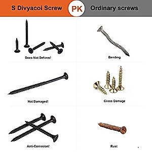 430PCS Premium Drywall Screws, Quality Black Steel #7 Sharp Point Self Tapping Screws with Phillips Drive, 9 Different Sizes Screws Assortment Set, Ideal Screw for Drywall Sheetrock, Wood