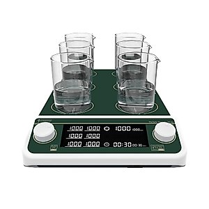 LABHOUSE Lab Multi Place Magnetic Stirrer 6-Position Magnetic Stir Plate 50-1500RPM Synchronization & Asynchronous Speed & Timing Control