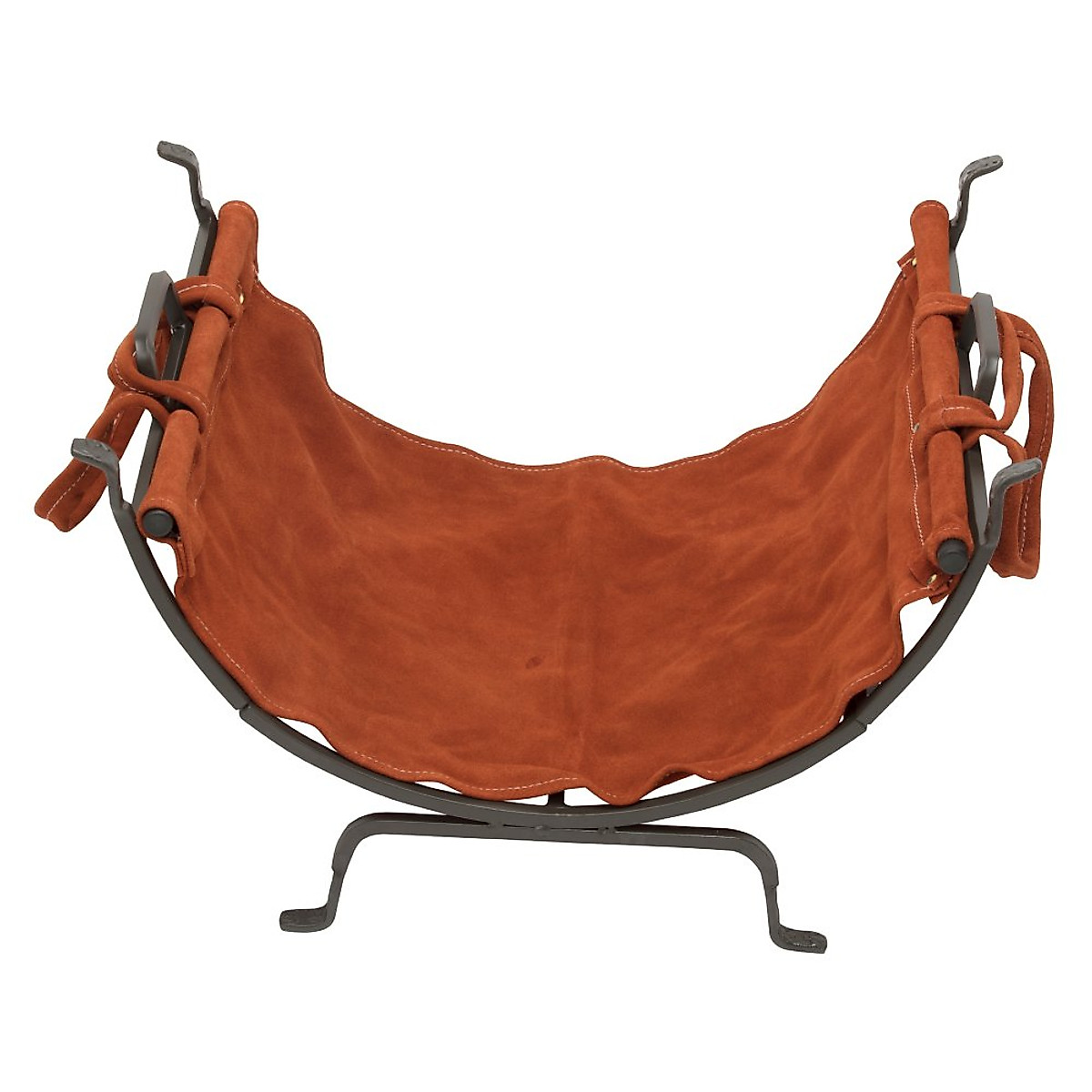 Uniflame Olde World Iron Firewood Log Holder with Suede Leather Carrier