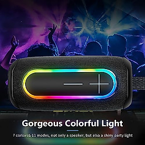 AWEI Loud Bluetooth Speakers, 40W Deep Bass Portable Wireless Speaker, Build-in MIC, IPX7 Waterproof with Dynamic RGB Light, Outdoor Bluetooth Speaker Via Bluetooth 5.3/3.5mm Aux-in/TF Card Connection