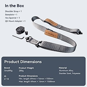 SmallRig RS3 RS2 Weight-Reducing Shoulder Strap Compatible with Sling Handle for DJI, Gimbal Belt with QD Quick Release Buckles for DJI RS 3 / RS 3 Pro/RS 2-4118