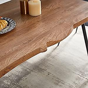 NORDICANA 5-Piece Dining Table Set, 47 in Modern Irregular Rectangle Kitchen Table & 4 Yellow Velvet Upholstery Side Chairs, Metal Legs, Dining Room Set for 4