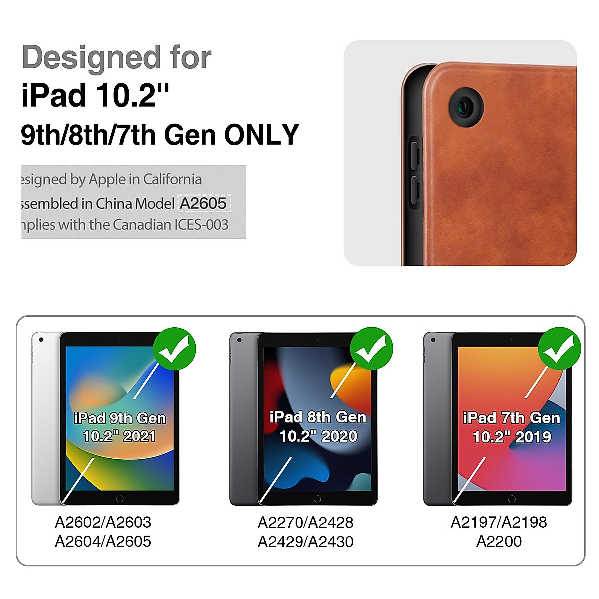 Antbox Case for iPad 9th Generation/iPad 8th Generation with Pencil Holder Vegan Leather Smart Cover for iPad 10.2'' 9th/8th/7th Gen (Brown)