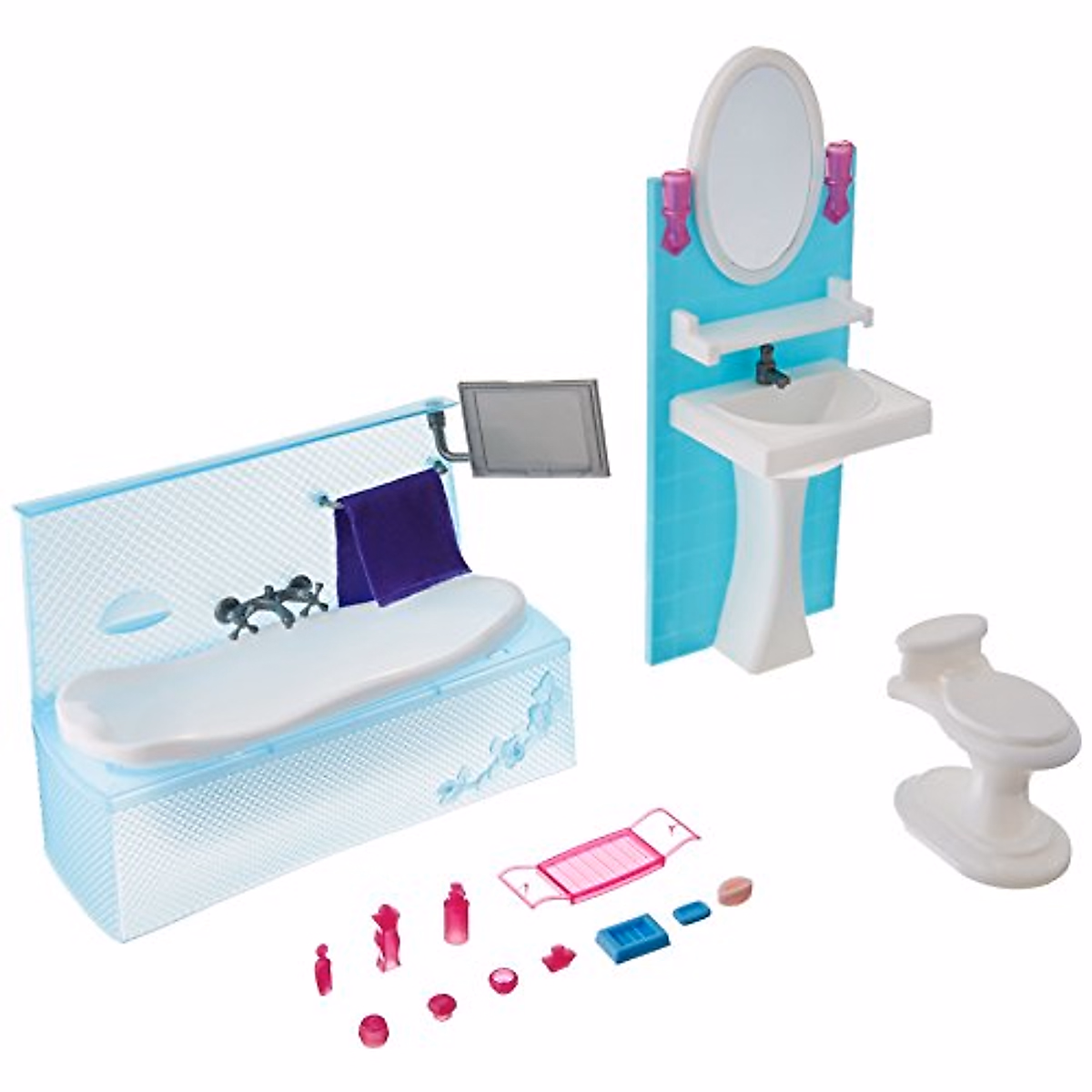 My Fancy Life Dollhouse Furniture - Bathing Fun with Bath Tub and Toilet Playset