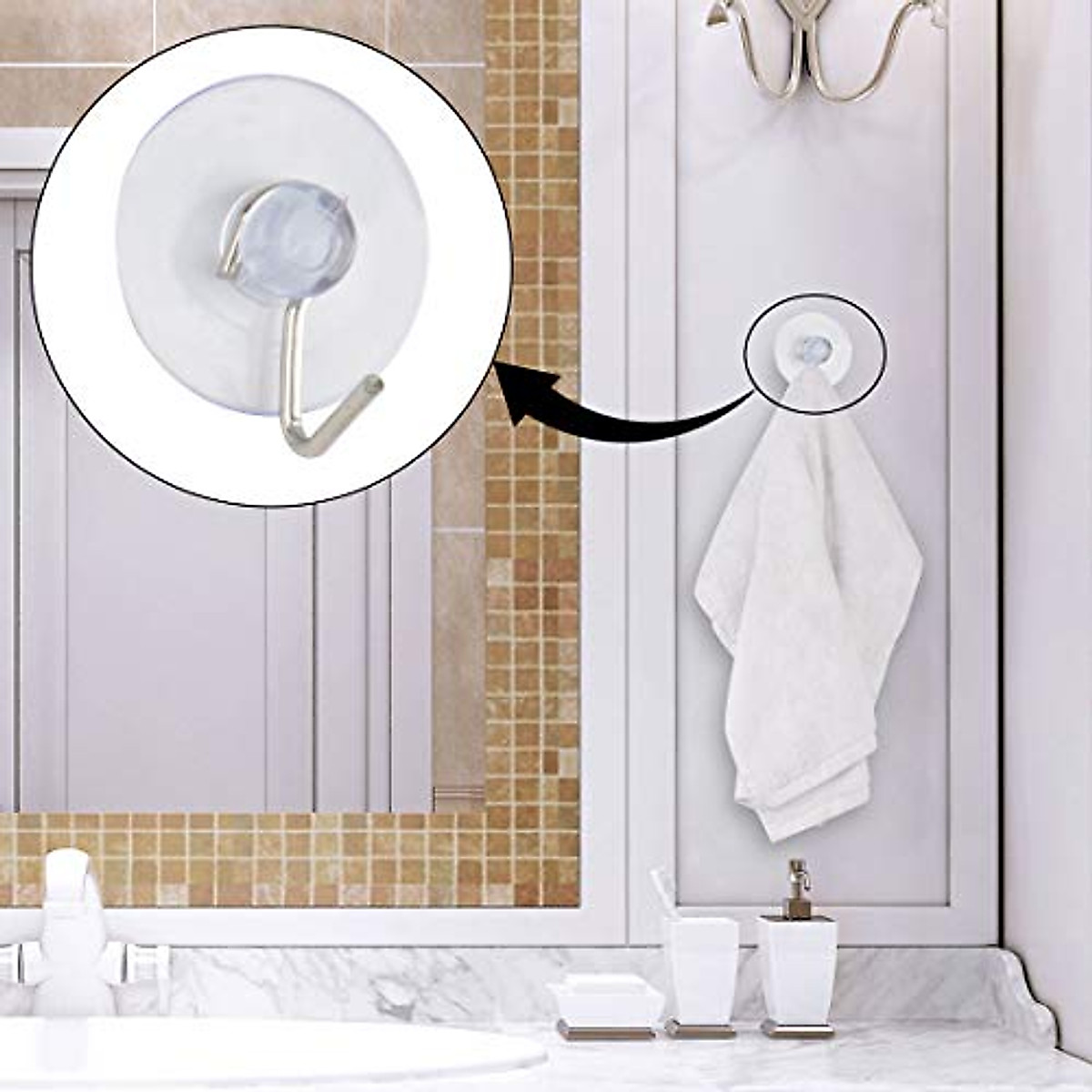 uxcell 34pcs Suction Cup Hooks 1 Inch Diameter Wall Hooks Hangers Removable Kitchen Bathroom Wall Vacuum Holder for Smooth Tile Glass