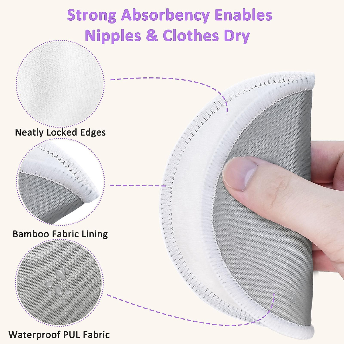 Beieverluck 48 Pack Reusable Nursing Breast Pads with Wash Bag Breastfeeding Nipple Pads for Maternity Washable Breast Pads for Breastfeeding