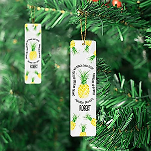 Personalized Bookmark, Custom Inspirational Pineapple Quote Bookmarks, Pineapple Custom Metal Ruler Ornament Markers, Gifts for Book Lovers, Women Men, Readers On Birthday Christmas
