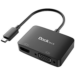 USB C to HDMI VGA Adapter, Dockteck 2 in 1 HDMI VGA Adapter, USBC VGA to HDMI for MacBook Pro/Air, iPad Pro, Chromebook, Surface Pro, Dell Xps, Galaxy