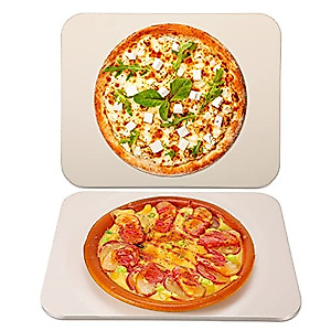 2 Pcs 15 x 12 Inch Pizza Stone, Rectangular Baking Stone, Heavy Duty Cordierite Bread Stone for Oven Grill, Thermal Shock Resistant, Pizza Grilling Stone for Making Crispy Pizza, Bread