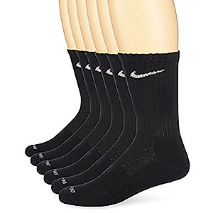 Nike Unisex Dri-FIT Cushion Crew Training Socks (6 Pair), BLACK/WHITE, OS