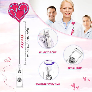 24 Pcs Nurse Pen CNA Week Appreciation Gift Set 6 Permanent Marker Pen 6 Retractable Ball Pen 6 Tip Highlighter 6 Nursing Badge Reel Holder Felt Badge Clip ID Name Reel for Nurses Gifts(Nurse Style)