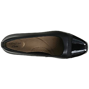 Clarks womens Juliet Monte Pump, Black Leather/Synthetic, 8.5 Wide US