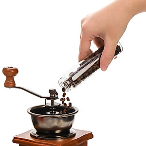 Goaste 12 Pack Coffee Bean Storage Tubes, Glass Cellars with Wooden Stand, Dosing Vials with Lids and Funnel for Tea, Spices, 2oz