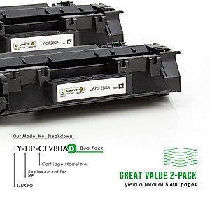 LINKYO Compatible Toner Cartridge Replacement for HP 80A CF280A (Black, 2-Pack)