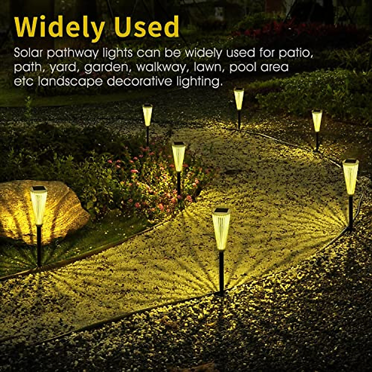 JMMXG 8 Pack Solar Pathway Lights Outdoor, 2-in-1 Hollow Garden Solar Lights Outdoor Landscape Decorative LED Solar Lights, Waterproof and Dusk-to-Dawn Solar Path Light for Yard Walkway Lawn Backyard