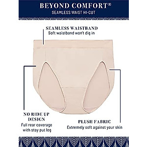 Vanity Fair womens Beyond Comfort Seamless Waist Panties Briefs, Hi Cut - Neutral, 7 US