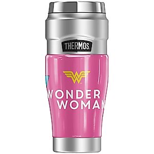 THERMOS Wonder Woman Through The Ages OFFICIAL Through The Ages STAINLESS KING Stainless Steel Travel Tumbler, Vacuum insulated & Double Wall, 16oz