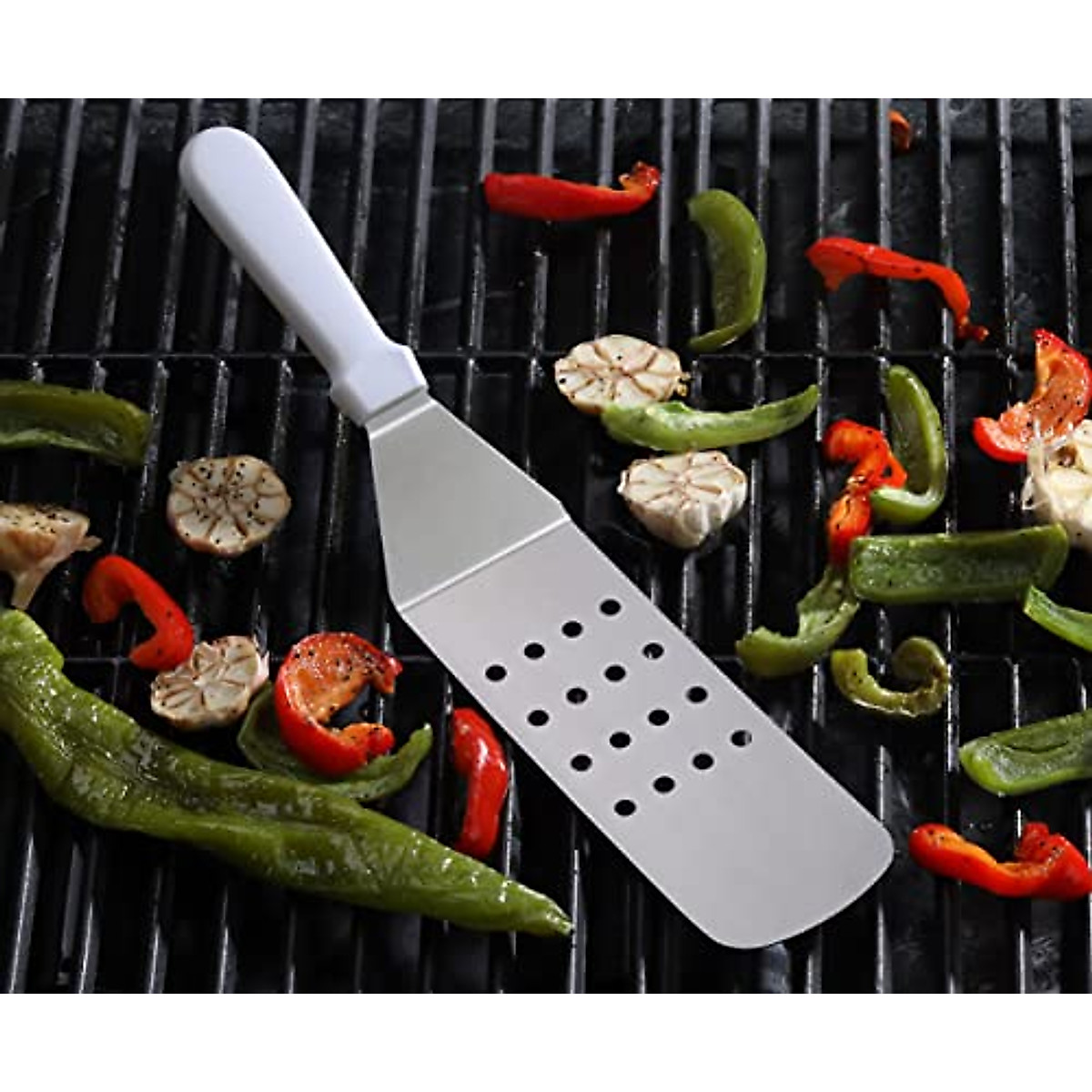 New Star Foodservice 36176 Plastic Handle Flexible Grill Turner/Spatula, Perforated, 14.5-Inch, White