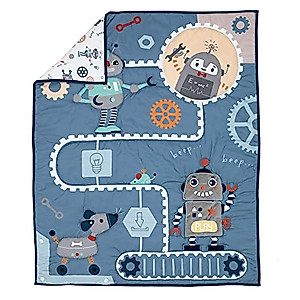 Bedtime Originals Robbie Robot 3-Piece Crib Bedding Set, Blue