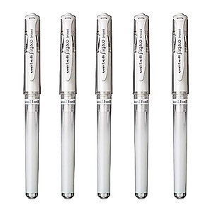 Uni-Ball Signo Broad Point Gel Impact Pen White Ink-1.0mm Value Set of 5