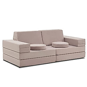 jela Kids Couch 10PCS Luxury, Floor Couch Floor Sofa Modular Furniture for Adults, Playhouse Play Set for Toddlers Babies, Modular Foam Play Couch, Modular Sectional Sofa (Classic, Taupe)
