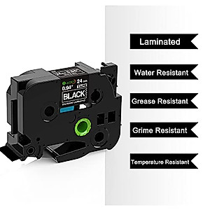 Buyalot Compatible Label Tape Replacement for Brother Ptouch Label Maker Tape, TZe-355 24mm 1 Inch Standard Laminated White on Black Compatible with Brother Ptouch PTD600 PTP700 PT2300, 2-Pack