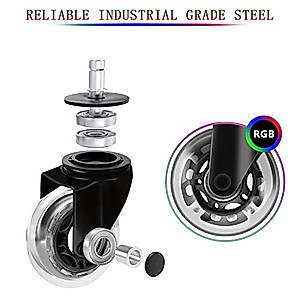 Gaming Chair Wheels - 2.5 inch Heavy Duty Caster Wheels(2200lbs),Mute Rolling Desk Chair Wheels Replacement (Set of 5)-Rubber Office Chair Wheels for Carpet, Wood Floors,Hardwood Floors