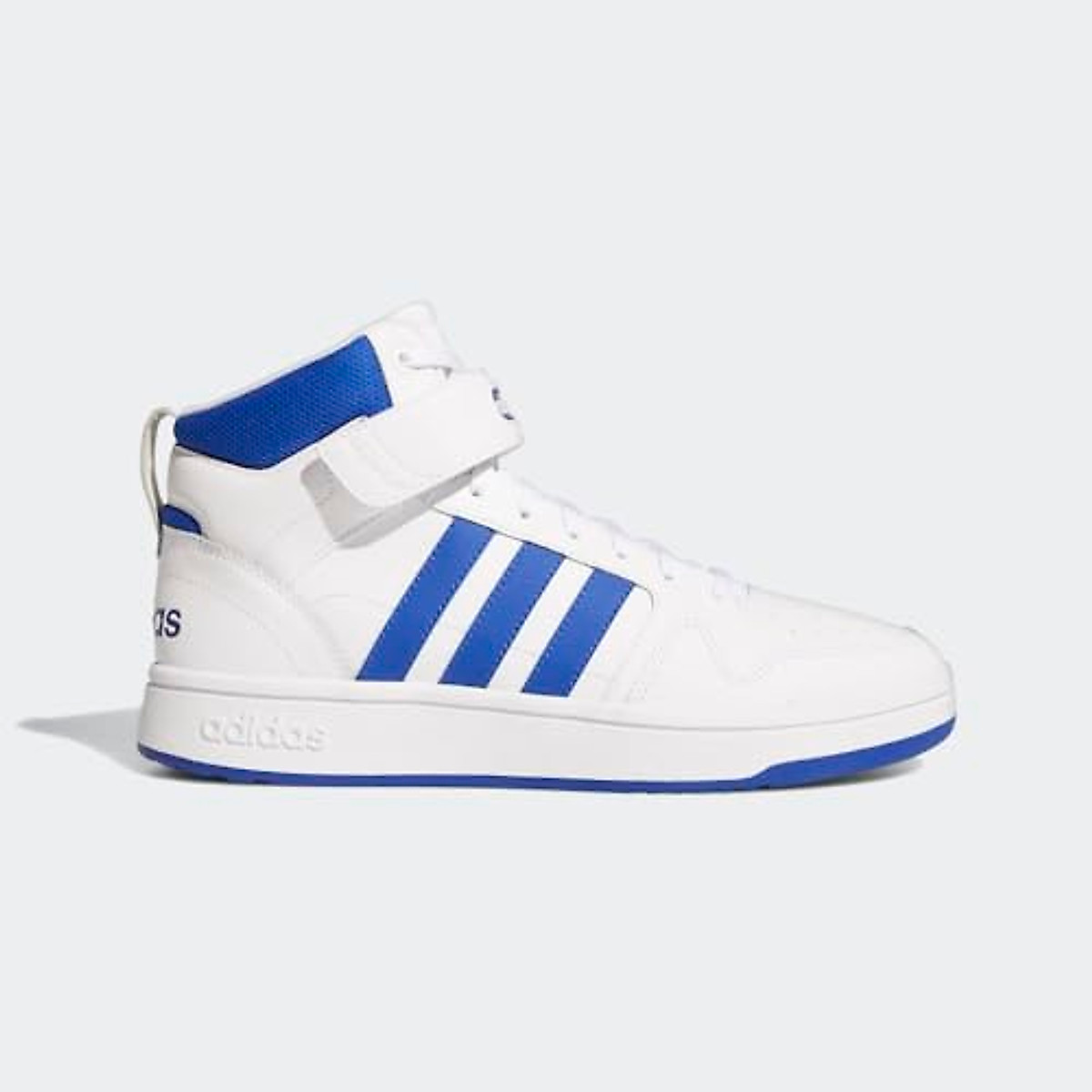 adidas Men's Postmove Mid Basketball Shoe, White/Team Royal Blue/Grey, 8