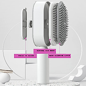 RUIYUE Hair Brush for Women, Self Cleaning Airbag Massager Hairdressing Brush, White