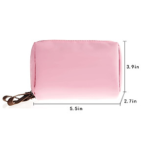 Kososuru Small Makeup Bag, Portable Waterproof Cosmetic Bag Travel Makeup Pouch for Women (Pink, Square)