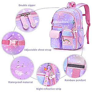 Youngsing Backpack for Girls Kids Backpack Elementary School Primary School Bag (Purple)
