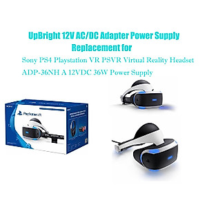UpBright 12V 3A AC/DC Adapter Compatible with Sony PlayStation VR Virtual PS4 4 PSVR PSVR2 CUH-ZAC1 CUH-ZVR2 CUH-ZVR1 ADP-36NH A EVI-D100 SQN36W12P-04 Jet 12VDC 36W Power Supply Cord Battery Charger