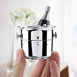 WBTY Bucket Shaped 60 Minutes Kitchen Timer Stainless Steel Mechanical Wind up Timer Time Reminder