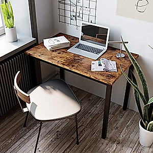 IRONCK Computer Desk, 39.4" Small Desk Home Office Study Writing, Wood and Desk Metal Frame, Modern Simple Laptop Table for Small Place, Easy Assembly, Industrial Style